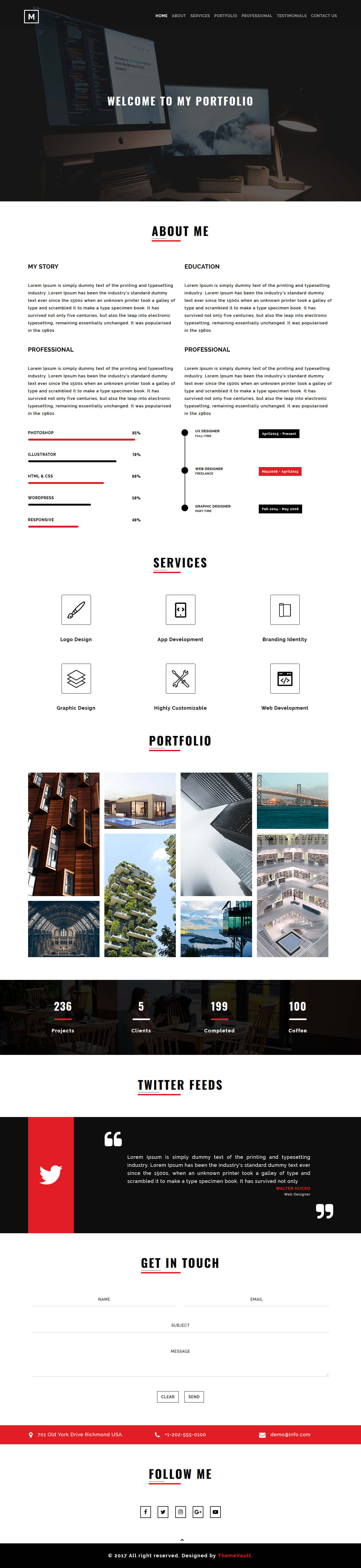 Martin - Free Design Portfolio Website Template | ThemeVault